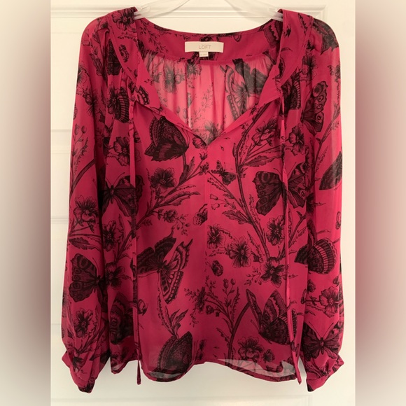 LOFT | Tops | Loft Butterfly Sheer Blouse | Poshmark